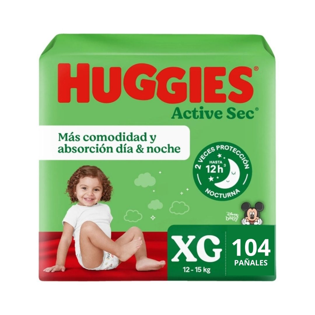 Pañales Huggies Active Sec Talla XG 104 un - Ofertapolis.cl